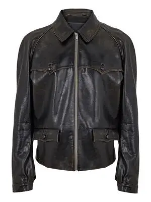 PRADA Prada Leather Zip-Up Jacket