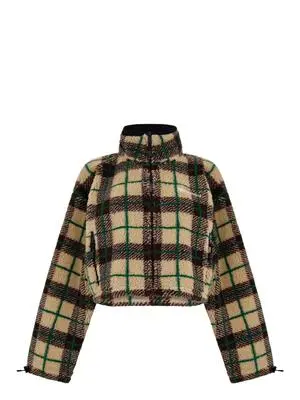 Miu Miu Checked Teddy Bear Jacket - Green