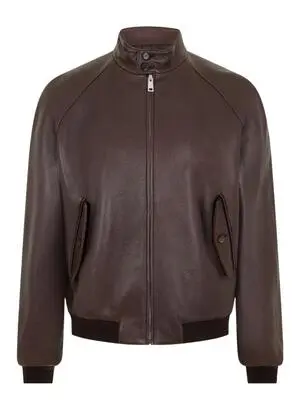 Prada Leather Bomber Jacket - Brown