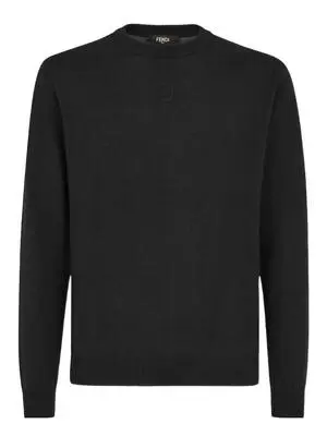 Fendi Crewneck Long-sleeve Knitted Jumper - Black