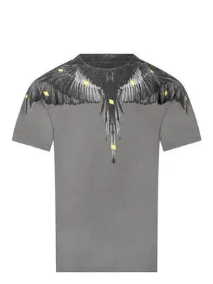 MARCELO BURLON COUNTY OF MILAN Wings Print Cotton T-shirt - Gray