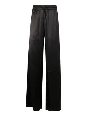 MARINE SERRE Wide-leg Satin Drawstring Trousers - Black