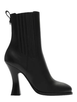 Burberry Leather Pillar Ankle Boots - Black