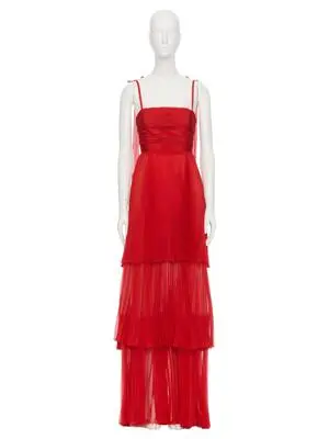 Valentino Garavani Red Halter Neck Layered Slip Dress - Paris