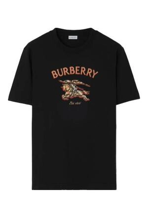 Burberry Knight Check Cotton T-shirt - Black