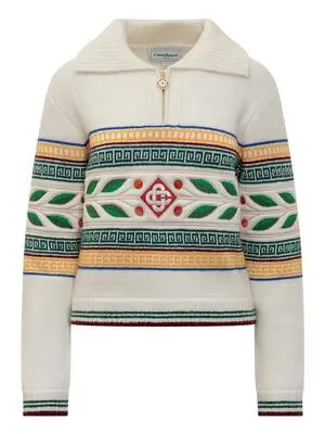 Casablanca Logo Embroidered Zipped Jumper - Multicolor