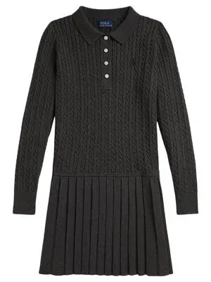 Polo Ralph Lauren Cable-knit Pleated Dress - Black