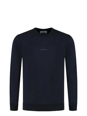 Stone Island Logo Print Crewneck Sweatshirt - Blue