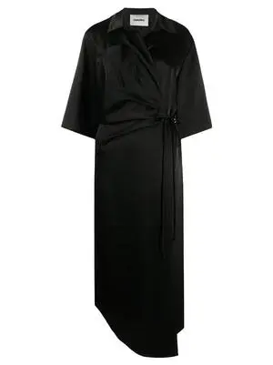 Nanushka Asymmetrical Wrap Dress - Black