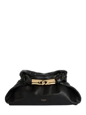 Balmain Dinner At 8" Small Bag In Smooth Leather - Black