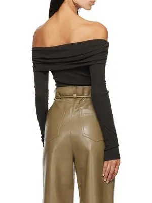 NANUSHKA Nanushka Amily Off-The-Shoulder Mesh Jersey Top