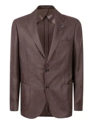 LARDINI Panama-textured Two-button Blazer - Brown