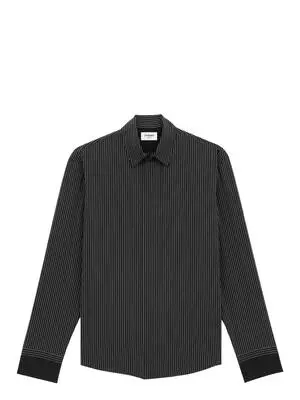Saint Laurent Cassandre Shirt In Striped Silk - Black