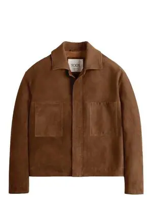 TOD'S Long-sleeved Casual Jacket With Button Fastening And Ribbed Collar - Brown