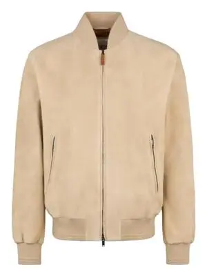 TOD'S Suede Bomber Jacket - Beige