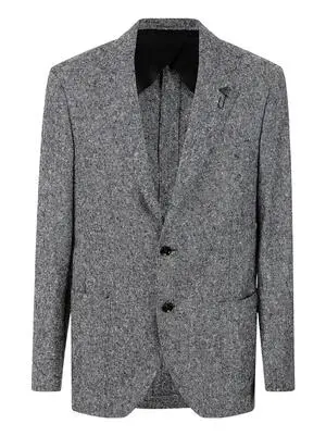 LARDINI Textured Two-button Blazer - Gray
