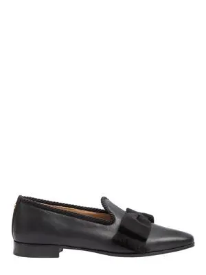 Valentino Garavani Leather Fringe Detailed Slip-on Loafers - Black