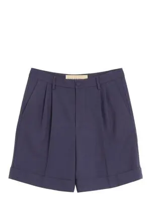 Valentino Garavani Cuffed Wool Bermuda Shorts - Blue