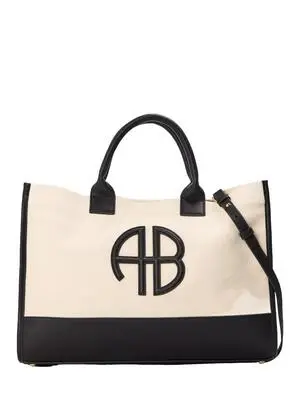 ANINE BING Medium Lara Tote With Monogram Detail - Nude