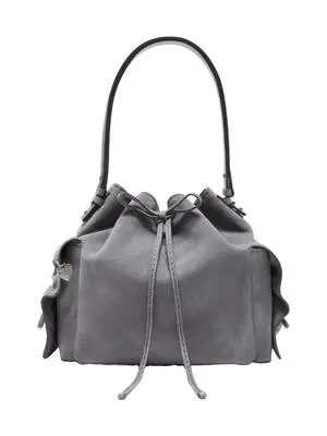 Acne Studios Ruffled Leather Shoulder Bag - Cool Grey