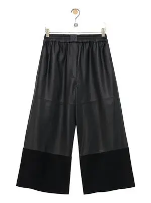 Loewe Cropped Trousers In Nappa Lambskin And Suede Goatskin - Black