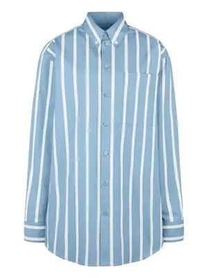 TOD'S Long-sleeved Striped Shirt With Classic Collar - Blue
