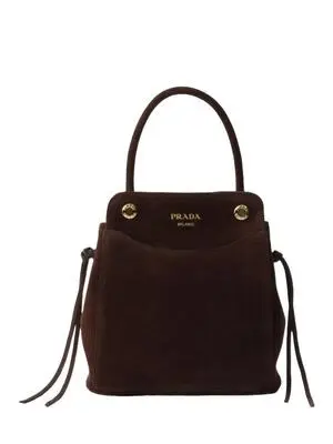 Prada Prada Mini Suede Handbag Dark Brown