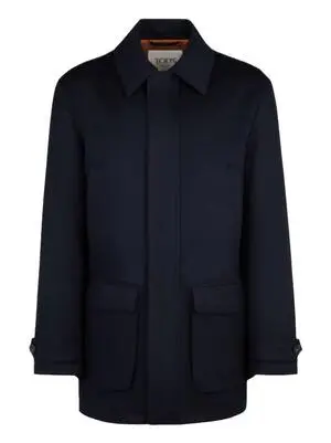 TOD'S Leather Base Collar Coat - Blue