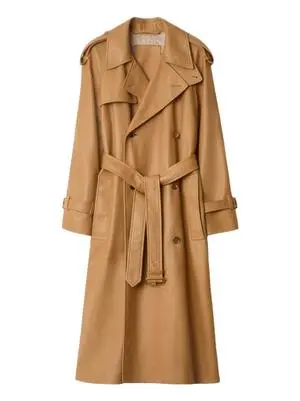 Burberry Long Leather Trench Coat - Tan