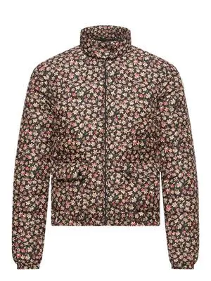 Moncler Florlans Packable Down Jacket With Floral Print - Black