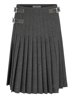 PRADA Prada Pleated Midi Skirt With Buckle Detailing