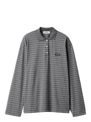 MIU MIU Miu Miu Cotton Jersey Polo Shirt With Striped Pattern