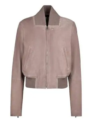 TOD'S Suede Leather Bomber Jacket - Nude