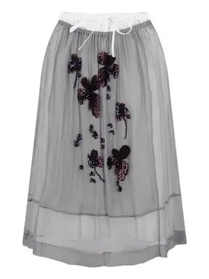 Prada Embroidered Floral Skirt - Gray
