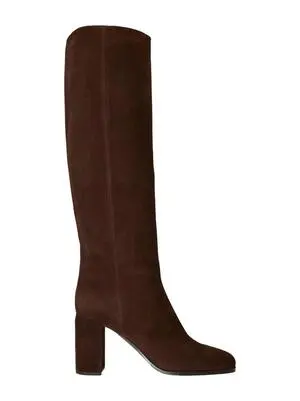 Prada Classic Knee-high Block Heel Boots - Brown