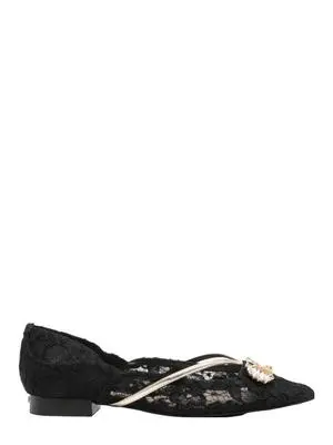 Liu Jo Lace-embellished Pointed-toe Flats - Black