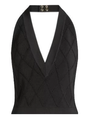 Balmain Quilted Knit Halterneck Top - Black