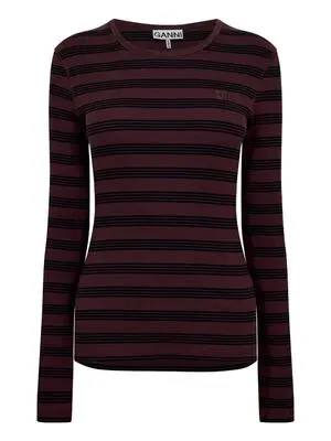 GANNI Ganni Striped Long Sleeve Crewneck T-Shirt