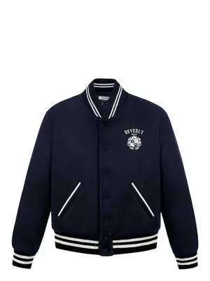 SPORTY  RICH Sporty & Rich Embroidered Striped Trim Jacket - Black