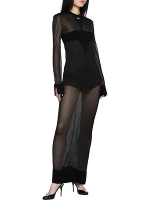 JEAN PAUL GAULTIER Long Sleeve Knitted Maxi Dress - Black