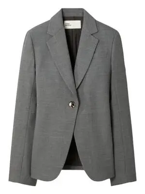 Tory Burch Single Buttoned Flannel Blazer - Grey