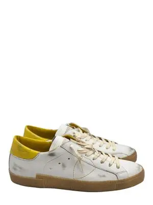 Philippe Model Round Toe Low-cut Casual Sneakers - White Yellow