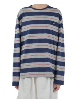 Miu Miu Miu Miu Long-Sleeved Striped T-Shirt Multicolor