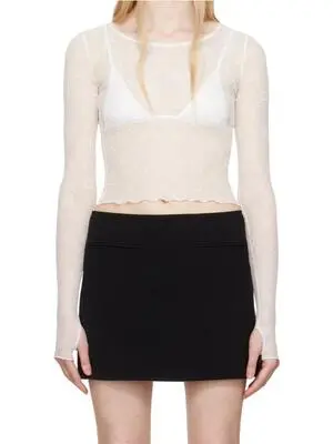 MARINE SERRE White Mesh Cropped Top - Black