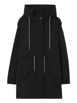 Burberry Stretch Nylon Parka With Drawcords - Black