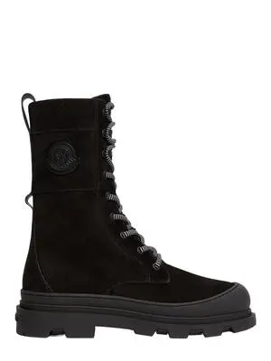 MONCLER Moncler Vera High Suede Shearling Lace-Up Boots