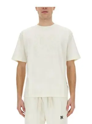 Palm Angels Monogram Embroidered Crewneck T-shirt - White