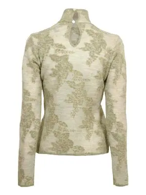 GANNI Ganni Sheer Flower Jacquard Long Sleeve T-Shirt