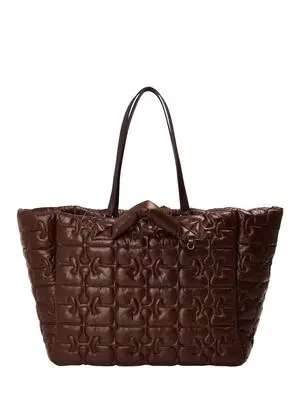 GANNI Rhombus Lattice Quilted Tote Bag - Brown