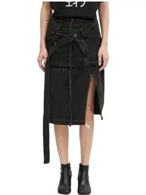 Ottolinger Frayed Split Denim Skirt - Black